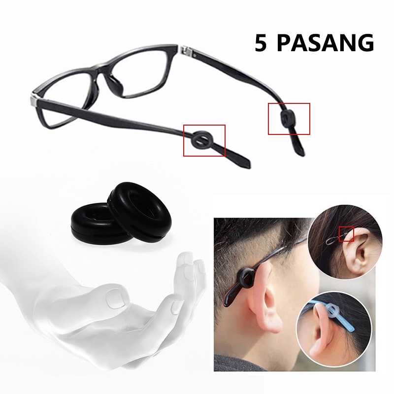 Jual 5 pasang Earhook Pengait Kacamata Silicon Bulat / Karet Anti Slip ...