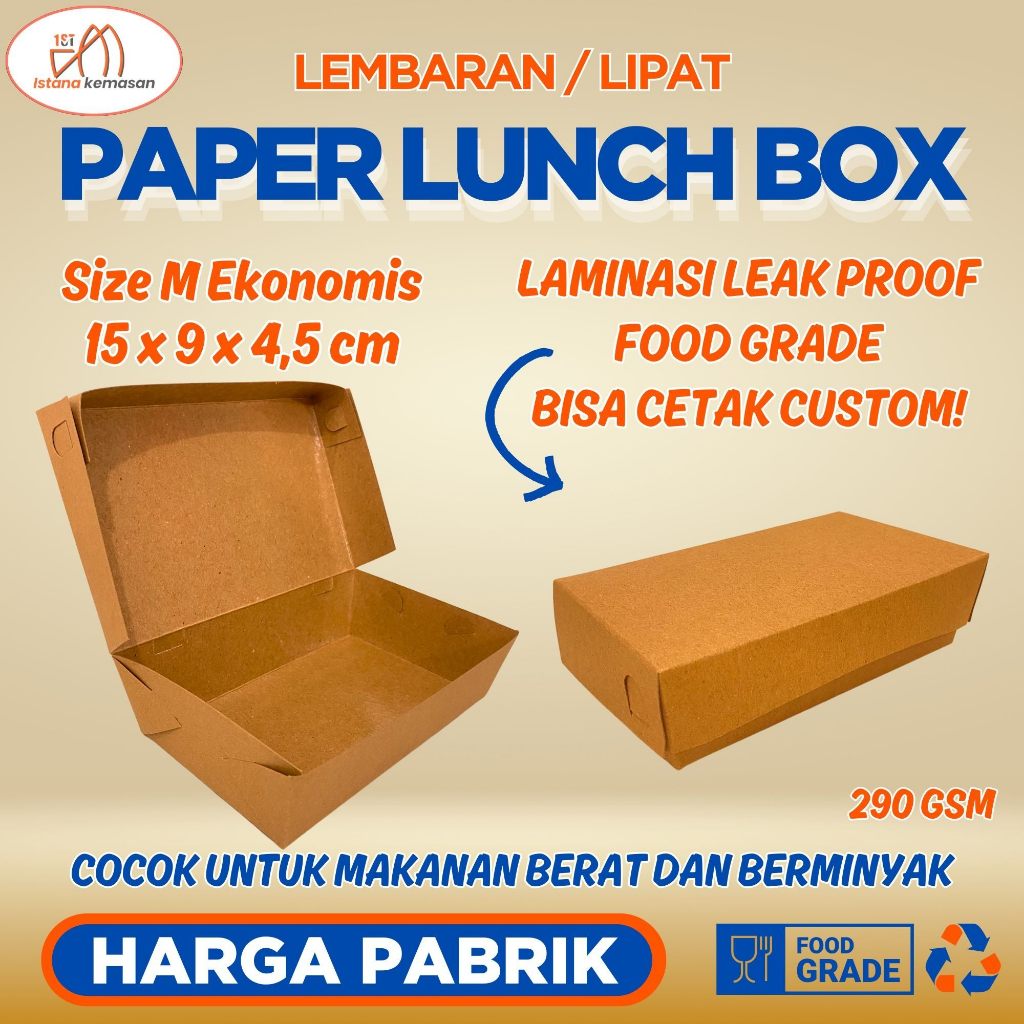 Jual Lunch box paper bahan kraft laminasi ukuran medium | Shopee Indonesia