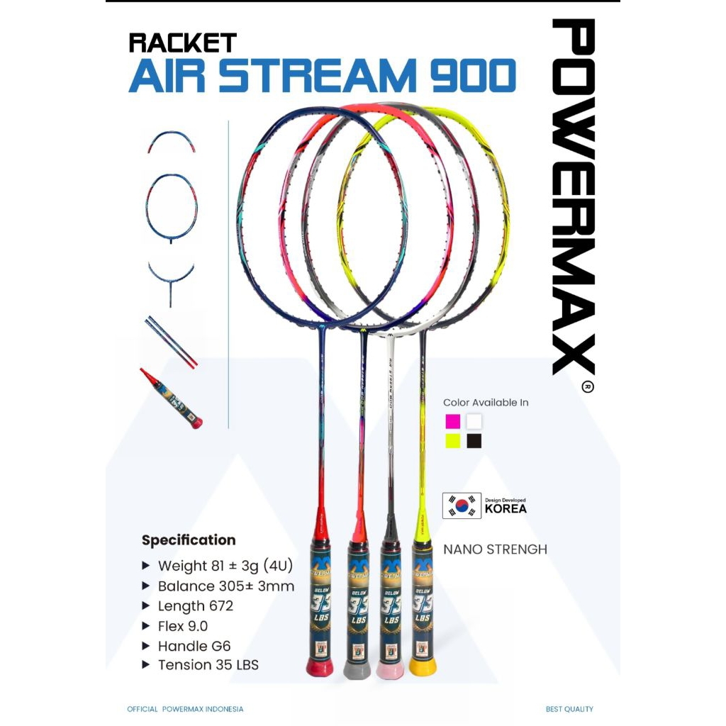 Jual Raket Badminton POWERMAX AIR STREAM 900 Original | Shopee Indonesia