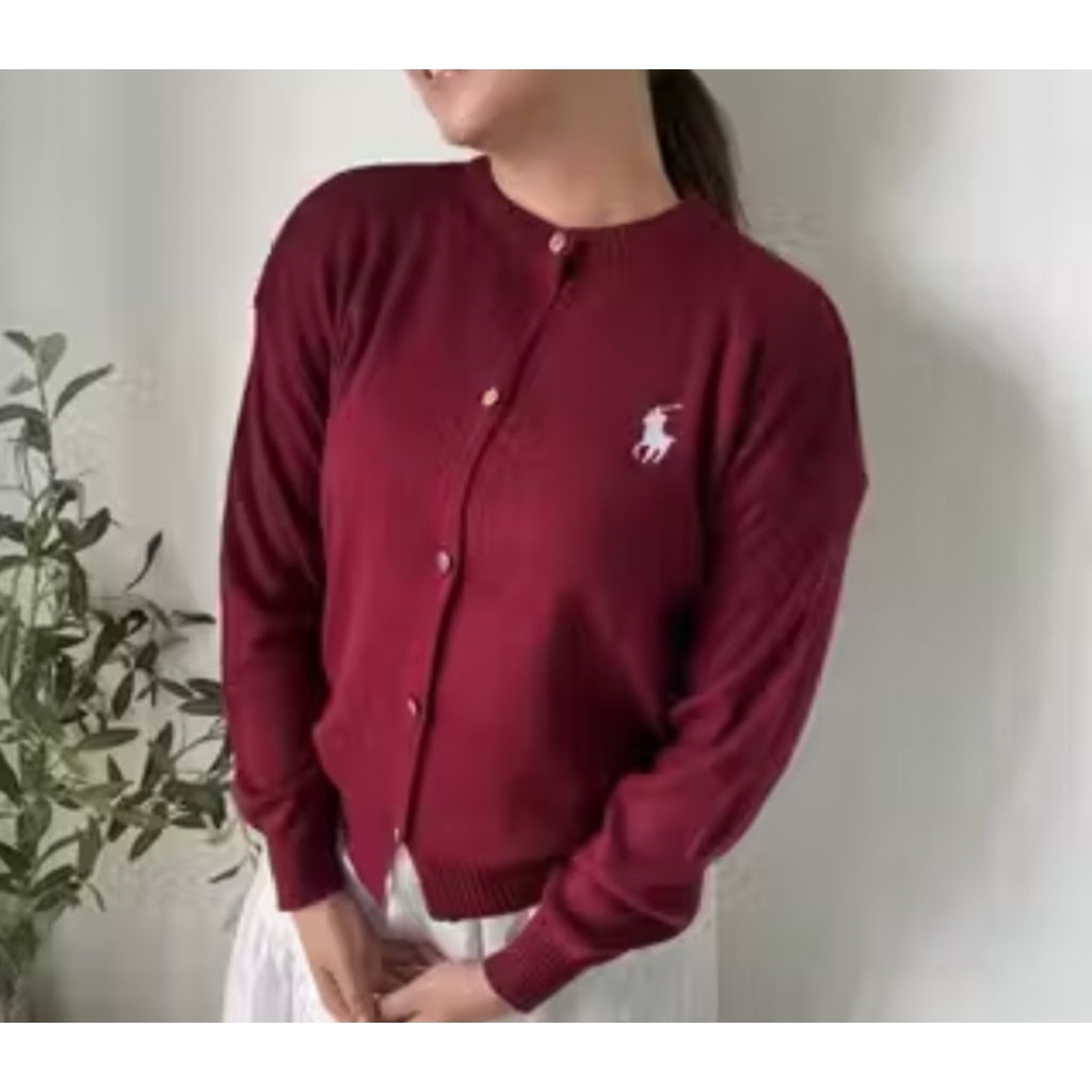 Jual Inara cardygan rajut motif bordir polo horse | Shopee Indonesia
