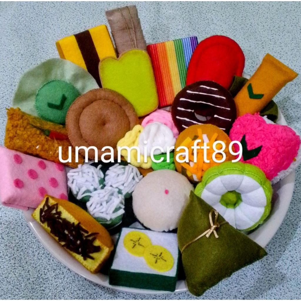 Jual Replika Kue Mainan flanel Kue Jajanan Pasar PAKET B isi 20 pcs ...