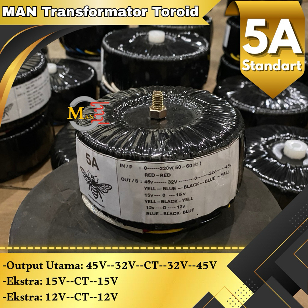 Jual Trafo Toroid Donat 5A CT 45v 32v (Lengkap Baut Pemasangan dan ...