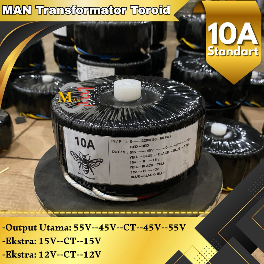 Jual Trafo Toroid Donat 10A CT 55v 45v (Lengkap Baut Pemasangan dan Stiker) | Shopee Indonesia