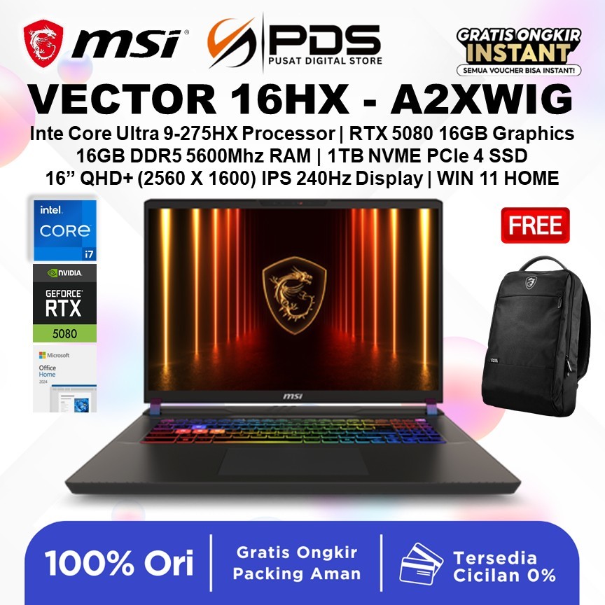 Jual MSI Vector 16HX Intel Core Ultra 9-275HX Ram 16GB SSD 1TB RTX 5080 ...