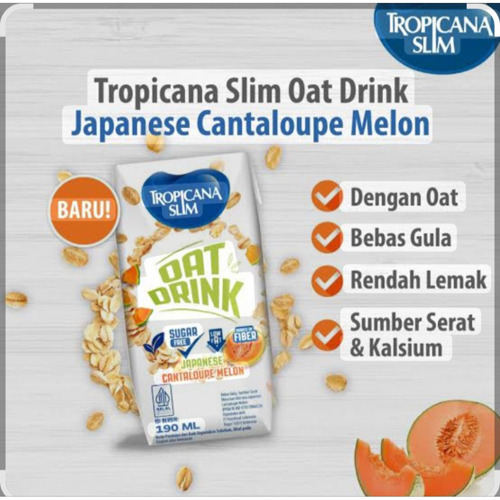 Jual tropicana slim oat drink cantalope melon 190ml | Shopee Indonesia