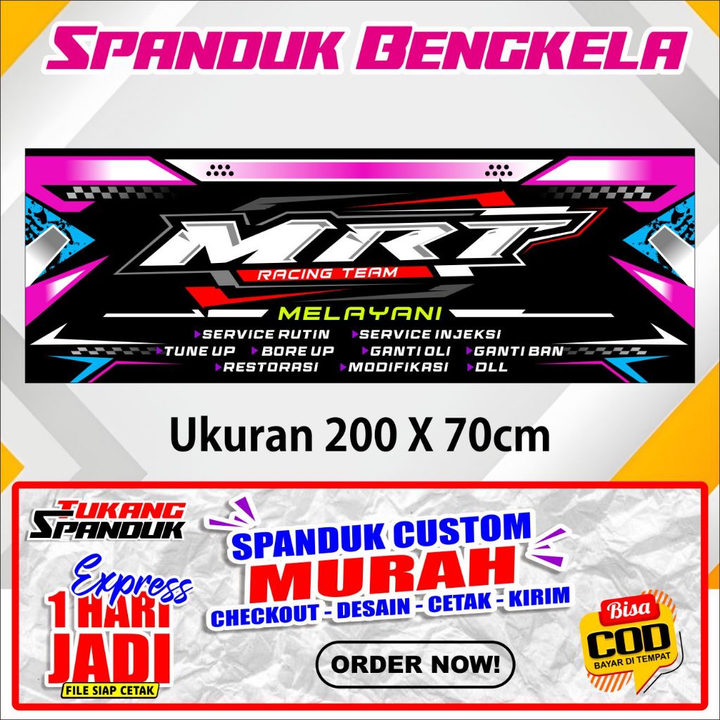 Jual Banner BENGKEL, Spanduk BENGKEL, ukuran 200x70 cm, COD / Banner ...