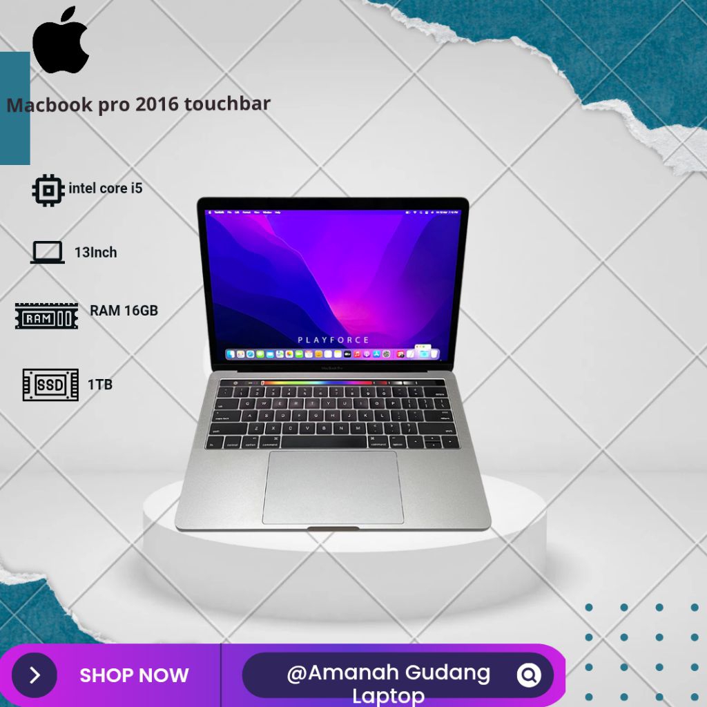 Jual Laptop Mac pro 2016 Touchbar core i5 Ram 16GB SSD 1TB mulus original | Shopee Indonesia