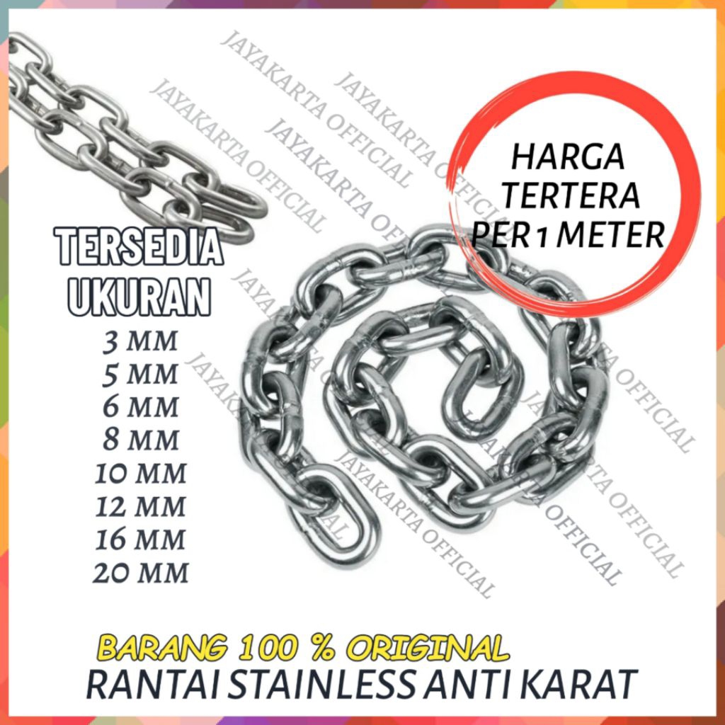 Jual Rantai Stainless Anti Karat 3 5 6 8 10 mm Rantai stainless steel ...