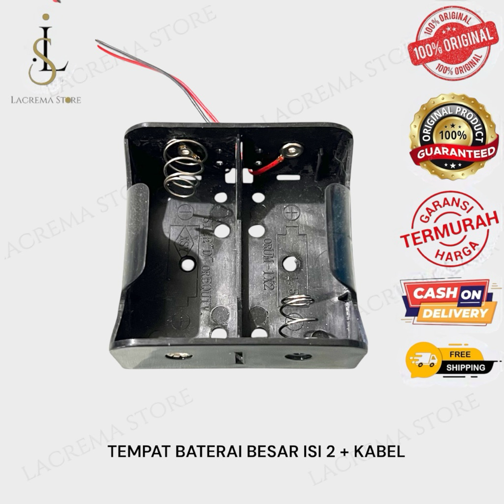 Jual TEMPAT BATERAI BESAR ISI 2 + KABEL / BOX BATTERAI SIZE D ISI 2 ...