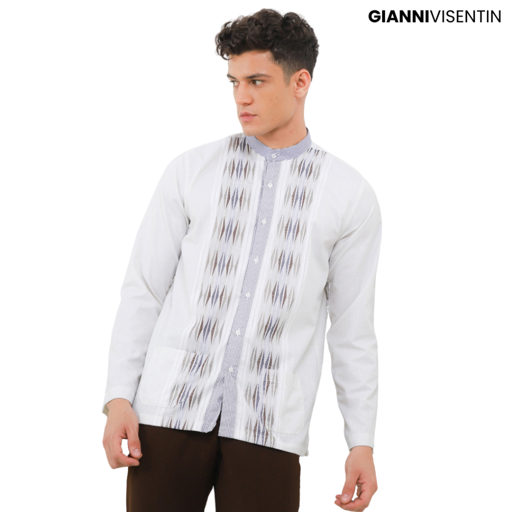 Jual Gianni Visentin Kemeja Koko Regular Fit - Salur | Shopee Indonesia
