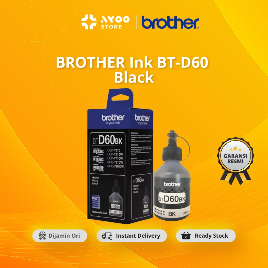 Jual Tinta BROTHER BT-D60 Black Original Ink BTD60 BK D-60BK Hitam ...