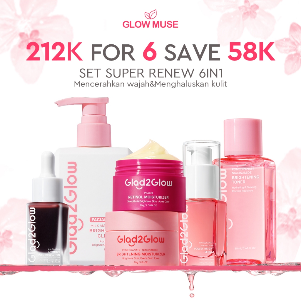 Jual [100% ORI]Glad2Glow Glowing Renew bundle all in 1 6in1-Brightening toner+Brightening ...