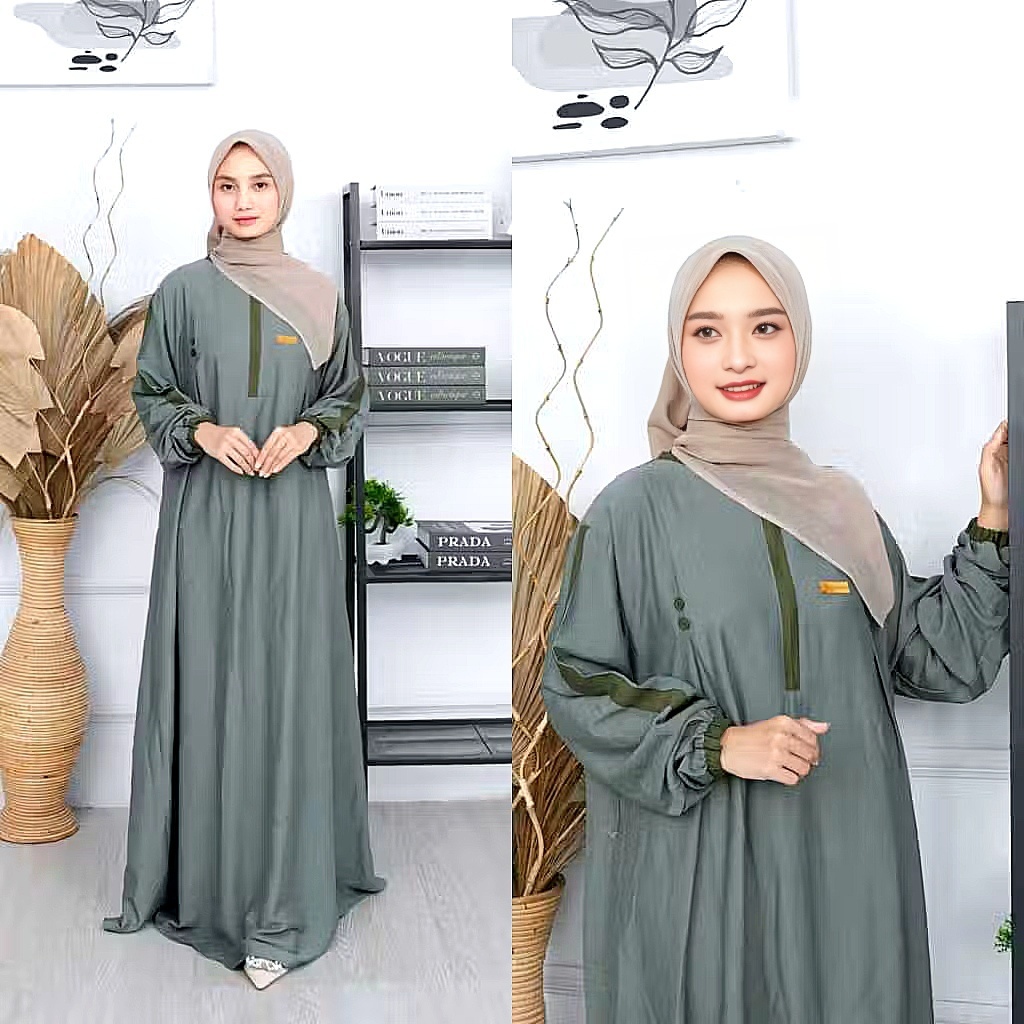 Jual FAIZA Dress Gamis Muslim Wanita Polo Linen Polos Busui Cantik ...