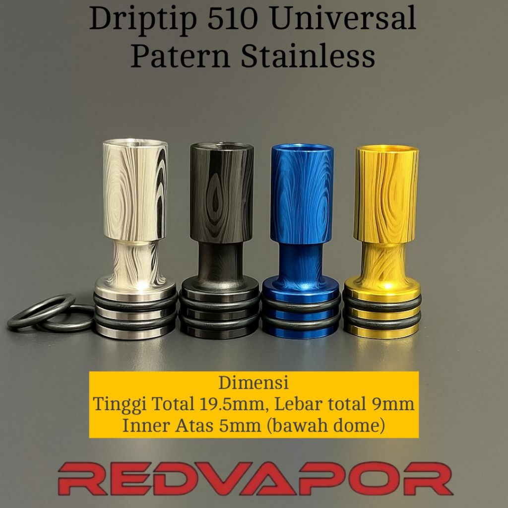 Jual Driptip 510 Universal Pattern Stainless | Redvapor Emteel | d5142 ...