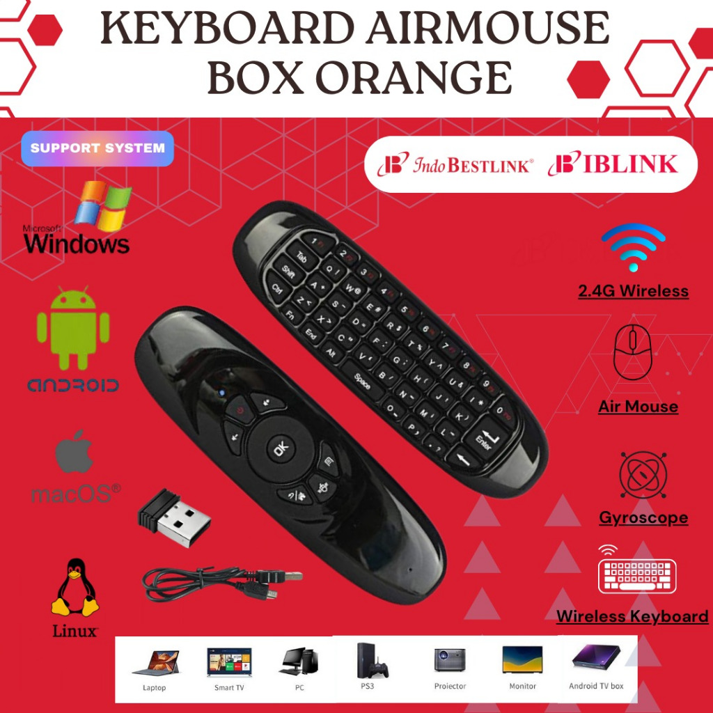Jual AIR REMOTE MOUSE WIRELESS KEYBOARD C120 2.4 Ghz TV BOX SMART TV ...