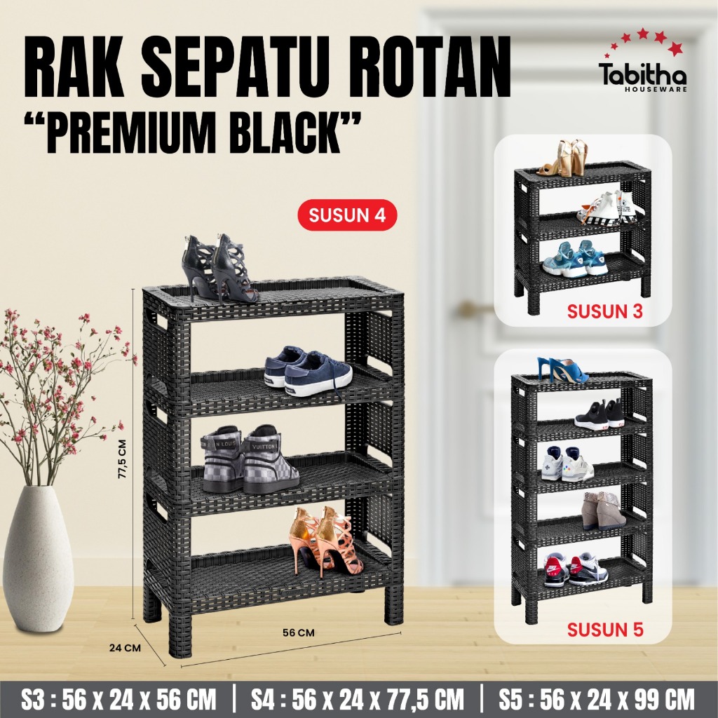 Jual Tabitha Rak Sepatu Plastik Motif Rotan Minimalis | Shopee Indonesia