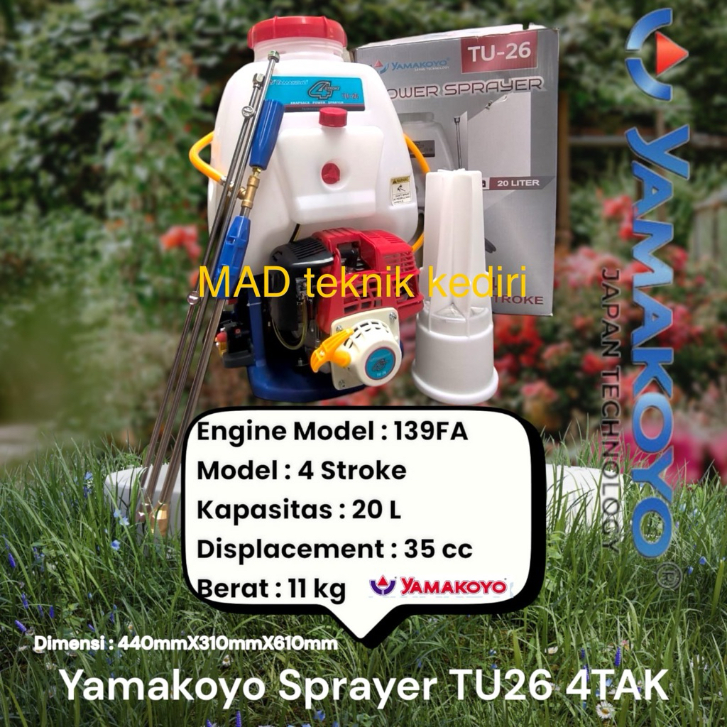 Jual Mesin Sprayer Semprot Hama 20Liter 4Tak Bensin Pertalite YAMAKOYO TU-26 JAPAN | Shopee ...