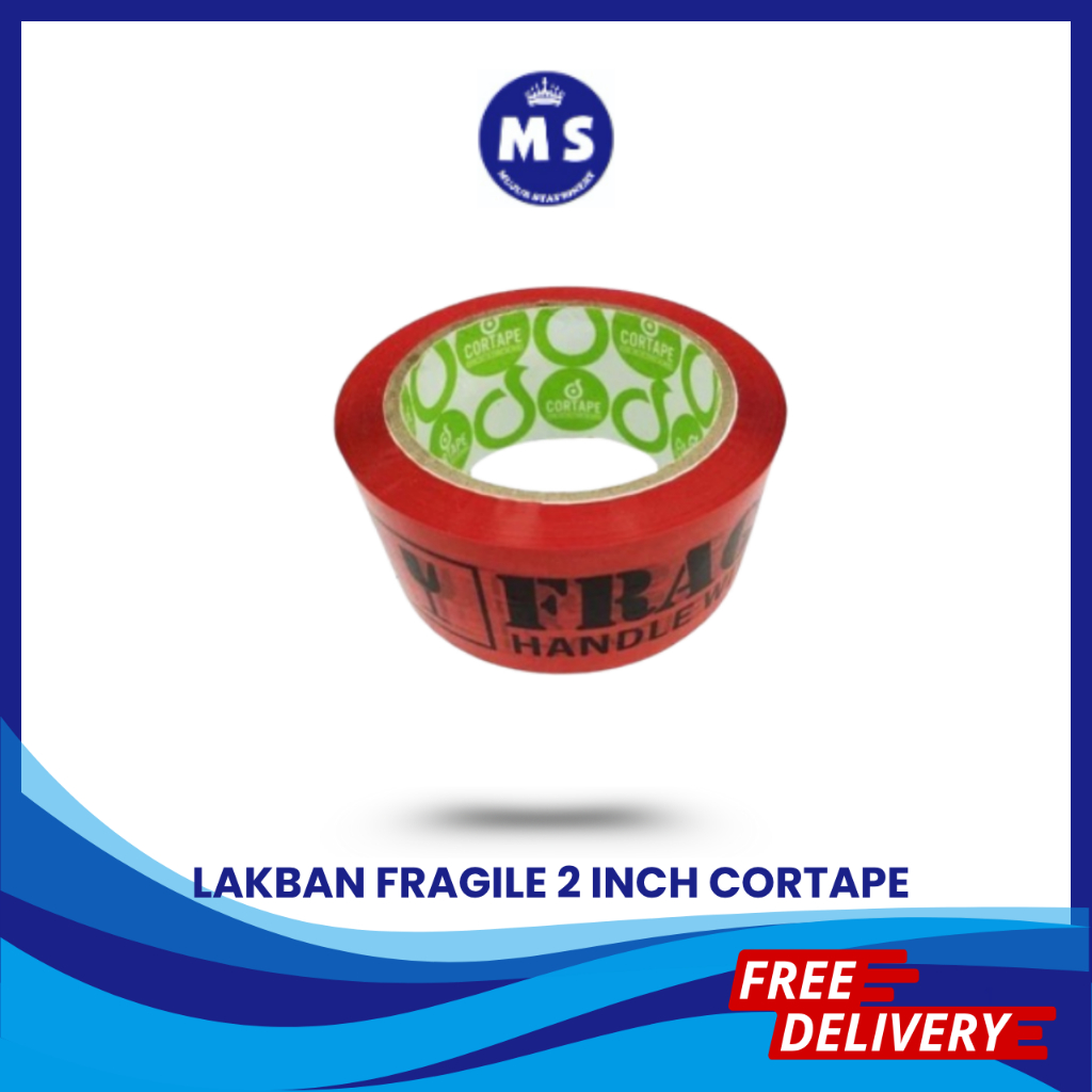 Jual LAKBAN OPP TAPE SOLASI CORTAPE FRAGILE MERAH - HITAM 2 INCH 48 MM ...