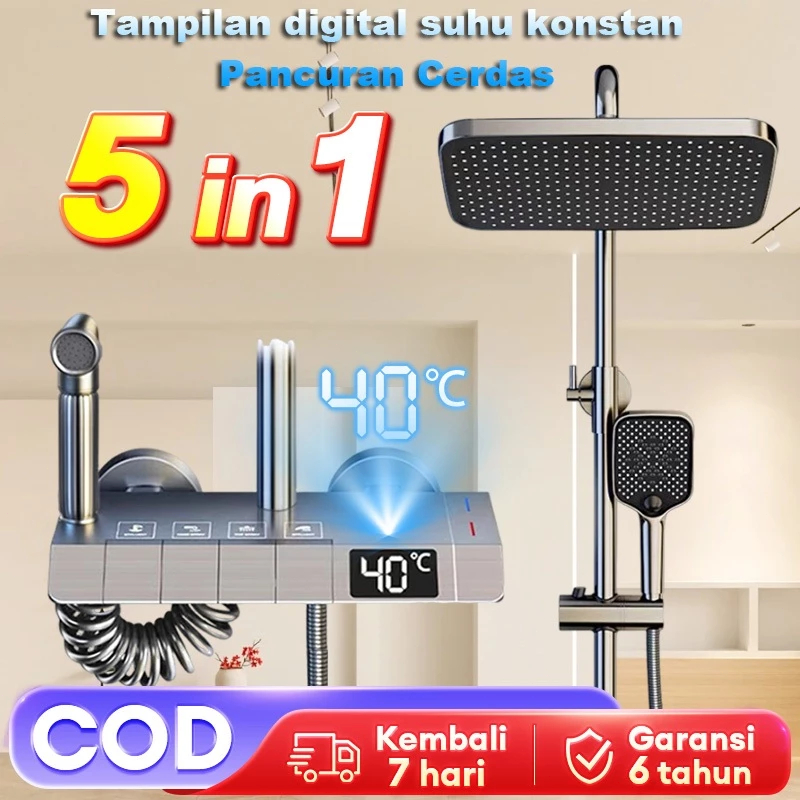 Jual 5 IN1 Shower Set Kamar Mandi Smart Shower Set pancuran piano Tiang ...