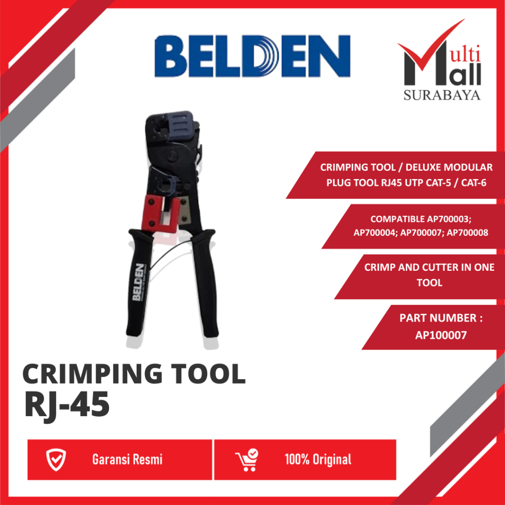 Jual Belden Crimping Tool RJ45 RJ-45 Cable Kabel Tang Cat 5 6 Cat5 Cat6 ...
