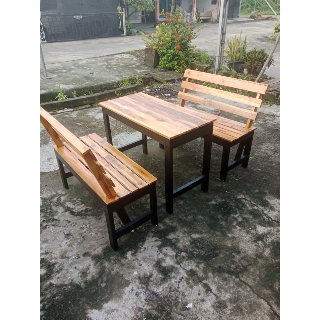 Jual meja caffe,meja warung,meja warkop,meja rumah 1set(1meja+2kursi ...