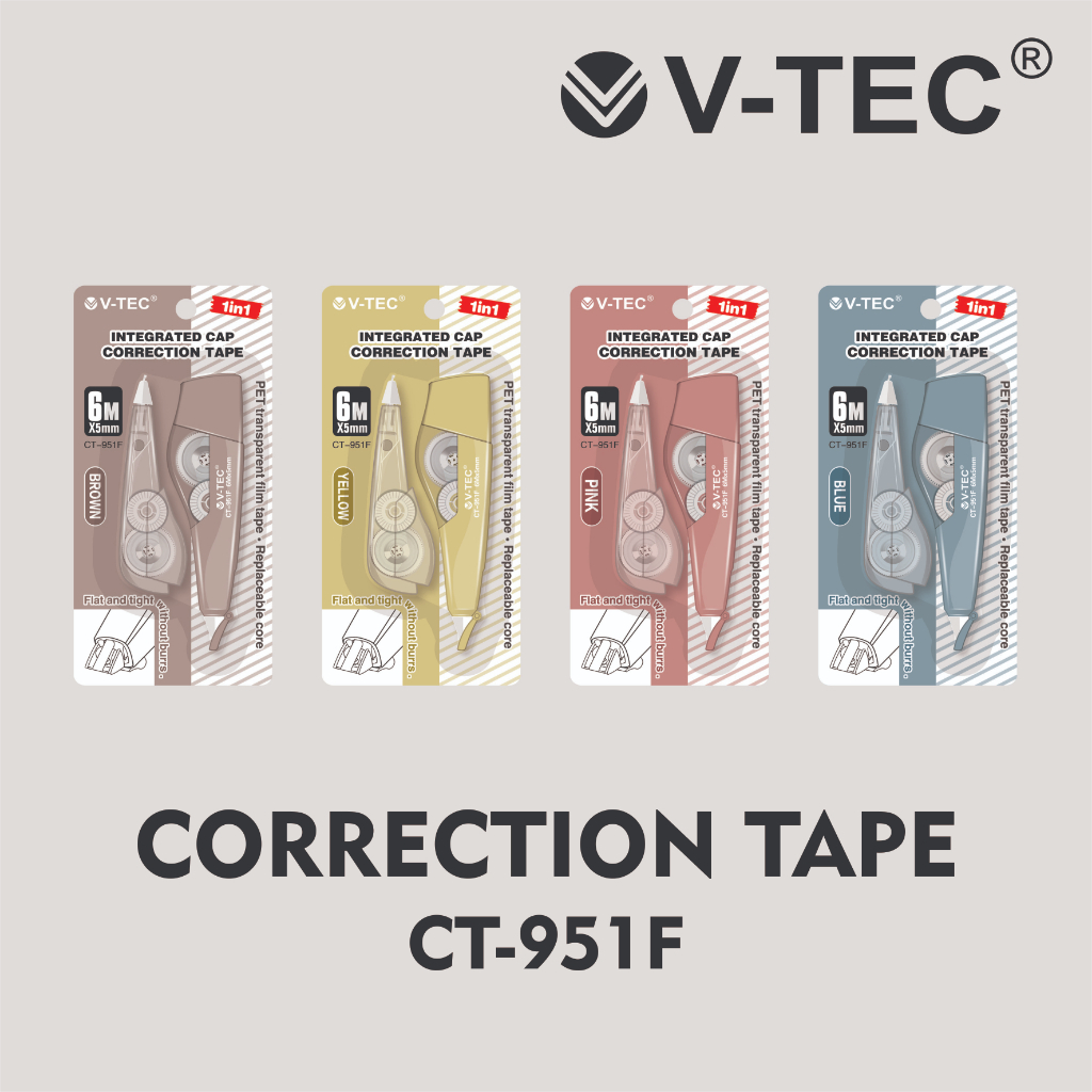 Jual VTEC Correction Tape CT-951F / Stipo Kertas 6m x 2 x 5mm | Shopee ...