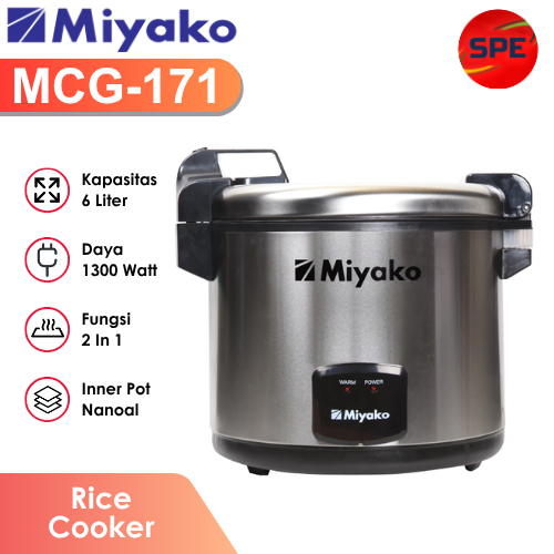 Jual RICE COOKER JUMBO MIYAKO KAPASITAS 6 LITER MCG-171 GARANSI RESMI ...