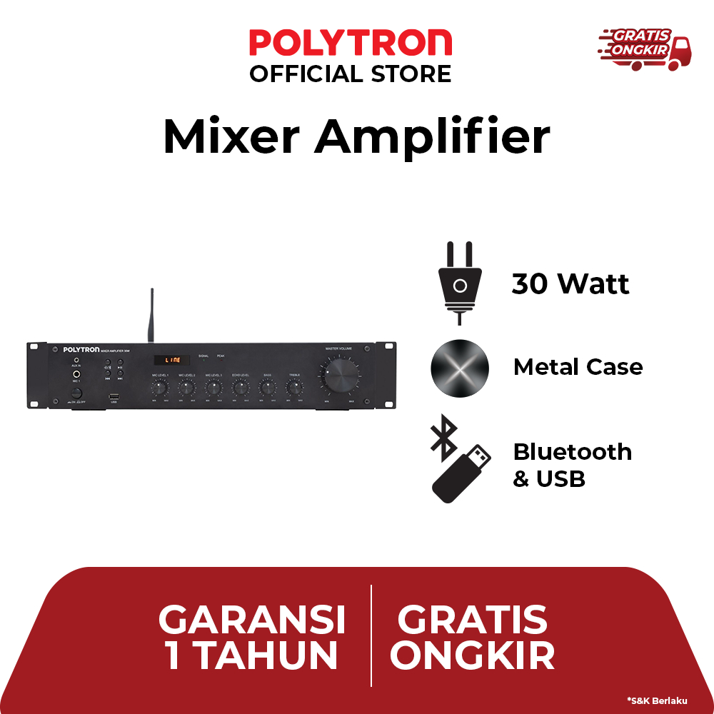 Jual Polytron Mixer Amplifier Dual function High and Low Impedance 30 ...
