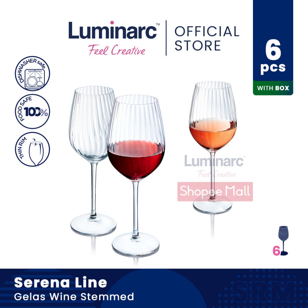 Jual LUMINARC Gelas Wine Stemmed (Cold Cut) Serena Line 350ml/470ml ...