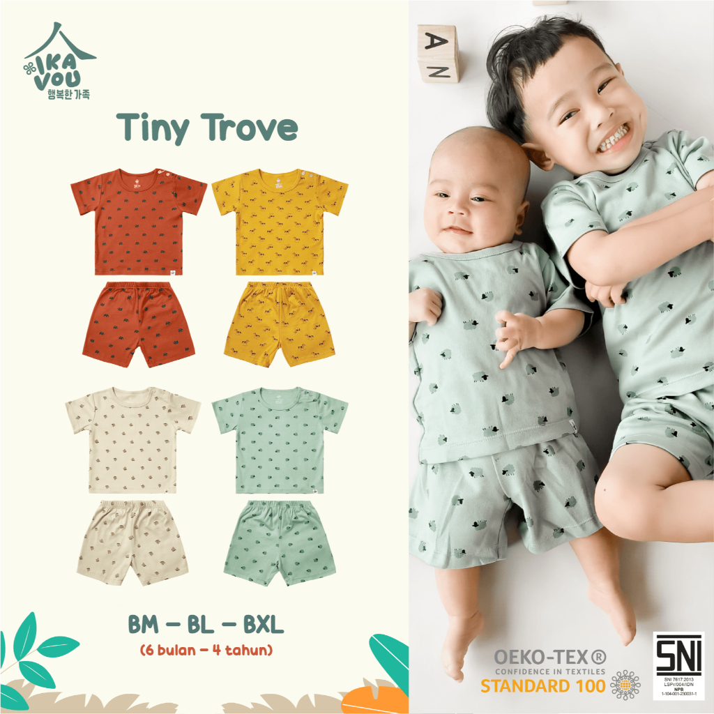Jual IKAVOU - Tiny Trove Shortsleeve Fullprint - Setelan Pendek Anak (Unisex) - IK3986 | Shopee ...