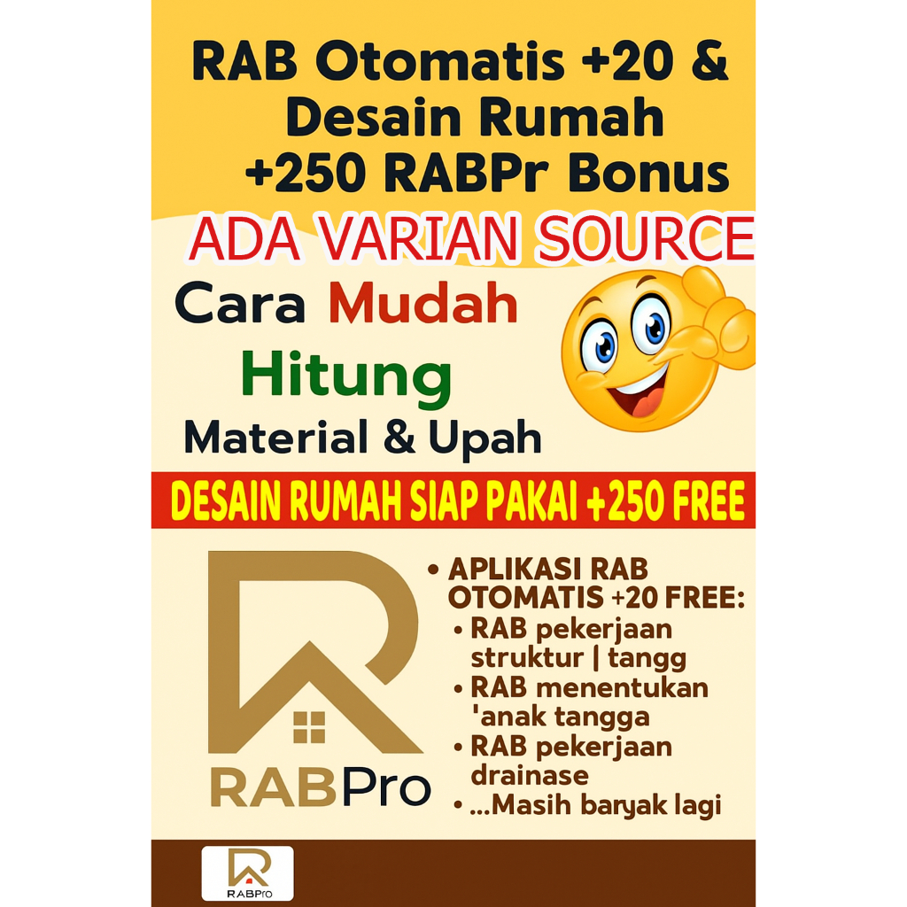 Jual Software Aplikasi RAB otomatis excel BONUS 250+ Desain Rumah Siap Pakai | Shopee Indonesia