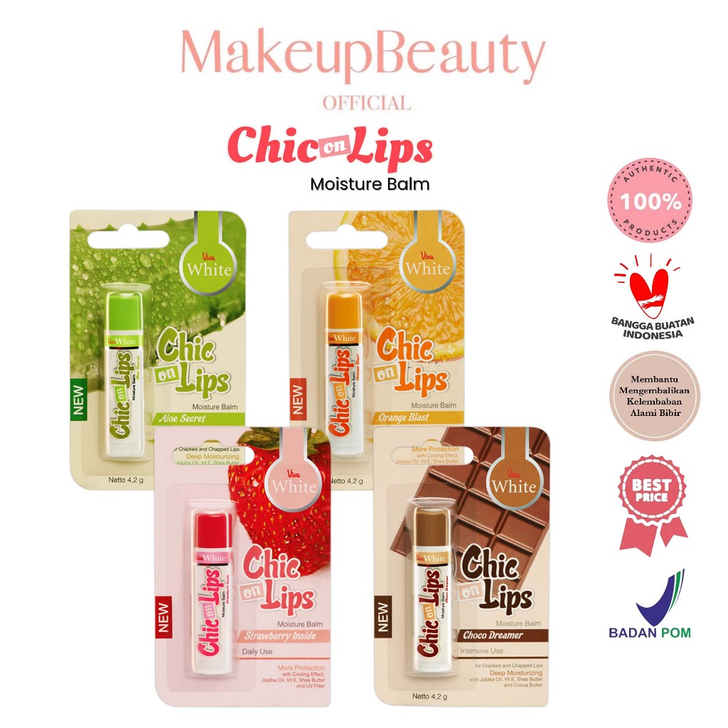 Jual VIVA White Moisture Lip Balm Chic On Lips - Tersedia 4 Varian Rasa ...