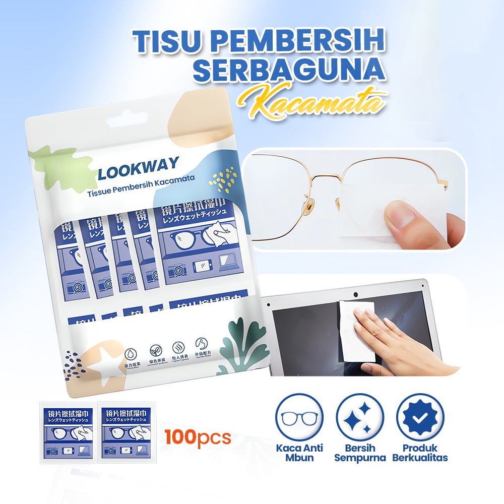 Jual 100PCS/Tisu Basah Pembersih Kacamata Kertas Pembersih Lensa Sekali ...