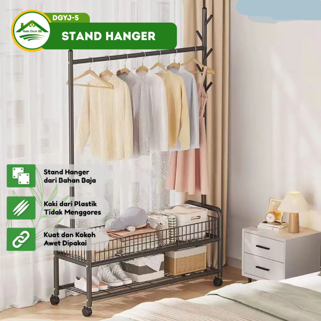 Jual Stand Hanger Single Rak Gantung Baju Stand Hanger Gawangan 4 Roda ...