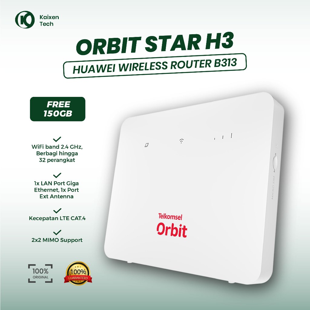 Jual Orbit Star H3 Home Router Modem Free Kuota 150GB Wifi Telkomsel 4G ...