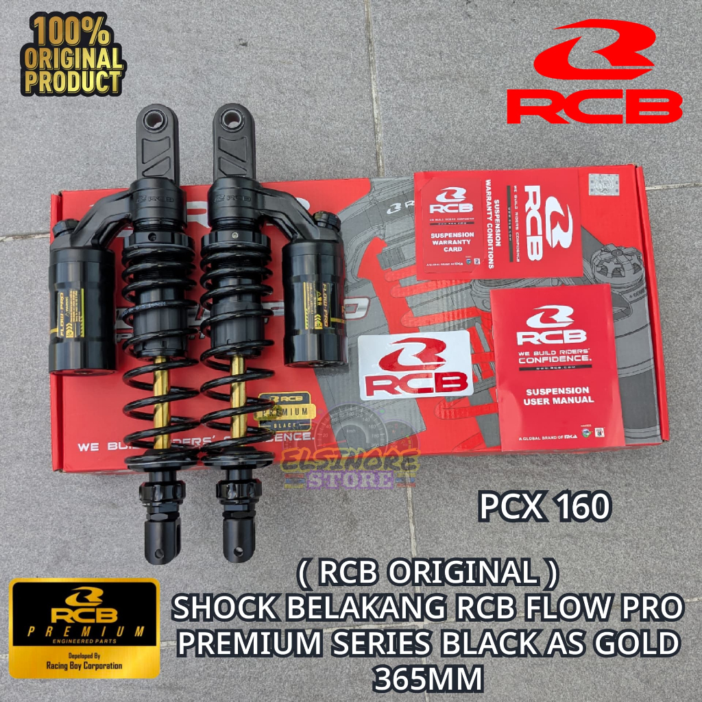 Jual SHOCK BELAKANG TABUNG RCB FLOW PRO PCX 160 UKURAN 365MM BLACK ...