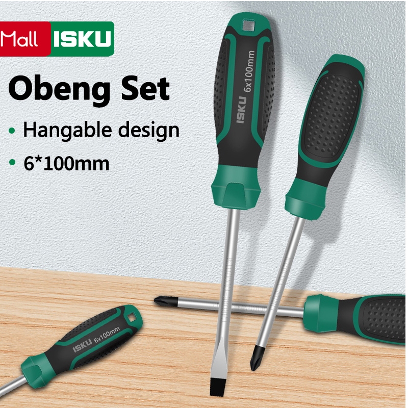 Jual ISKU Screwdriver Sets / Set Obeng Plus dan Minus 2 Pcs 6*100mm ...