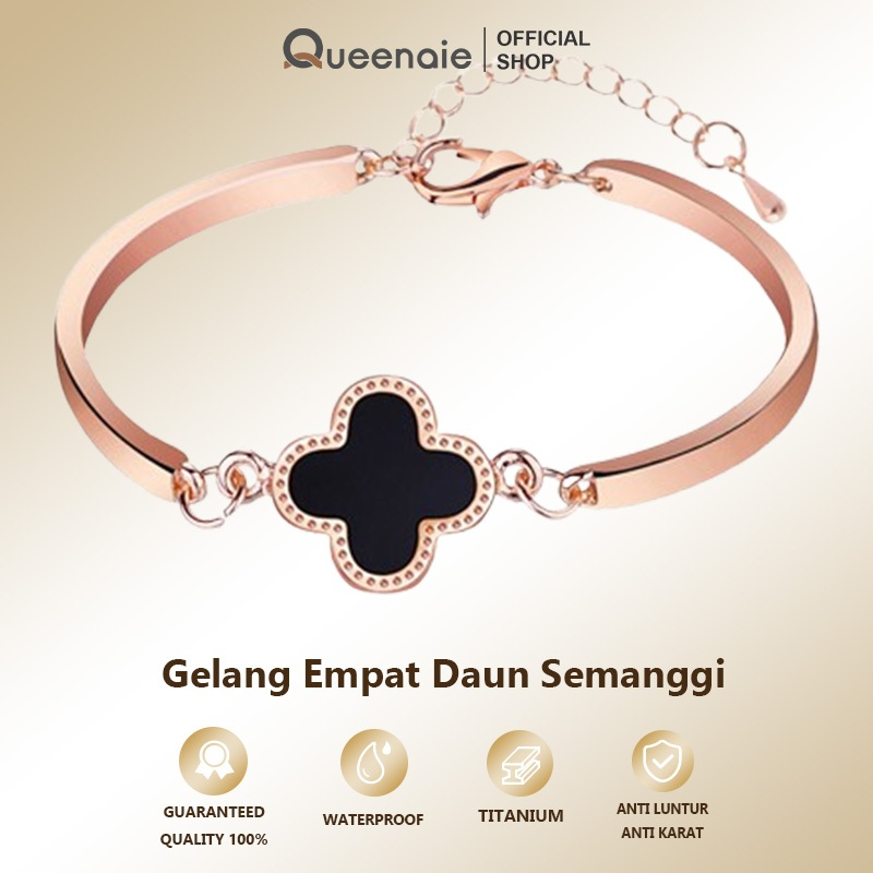 Jual Queenaie Gelang Empat Daun Semanggi Titanium Fashion Desain ...