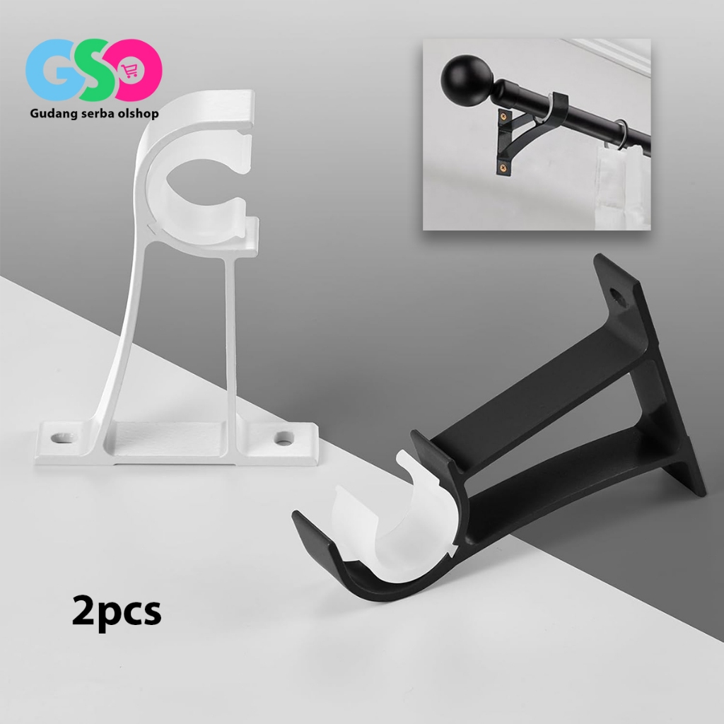 Jual 2pcs Curtain Rod Brackets Tiang Gorden Bracket Hook Penyangga ...