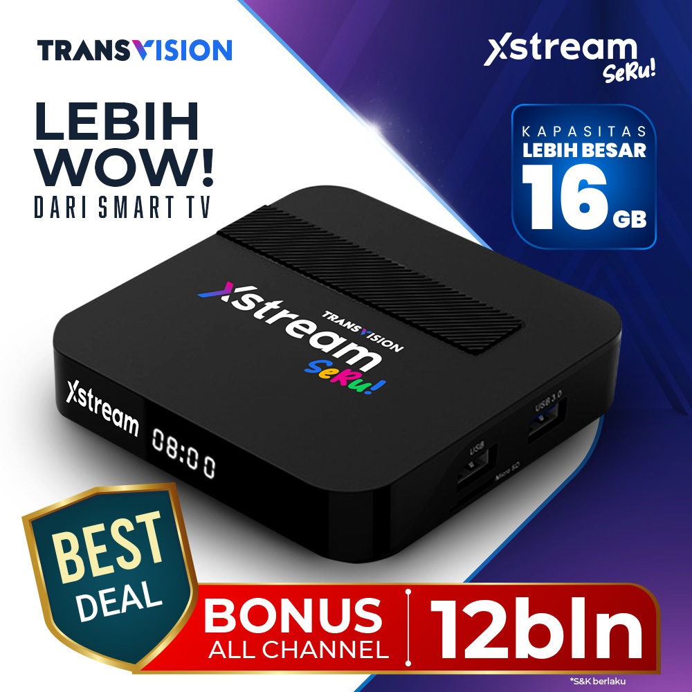 Jual Transvision Xstream Seru Android TV Box WiFi STB Smart TV Box FREE ...