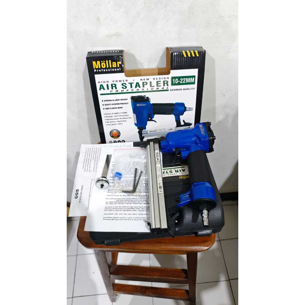 Jual Gen 3 Mollar 1022 JA Staples Gun Pneumatic - Air Staples Heavy Duty | Shopee Indonesia