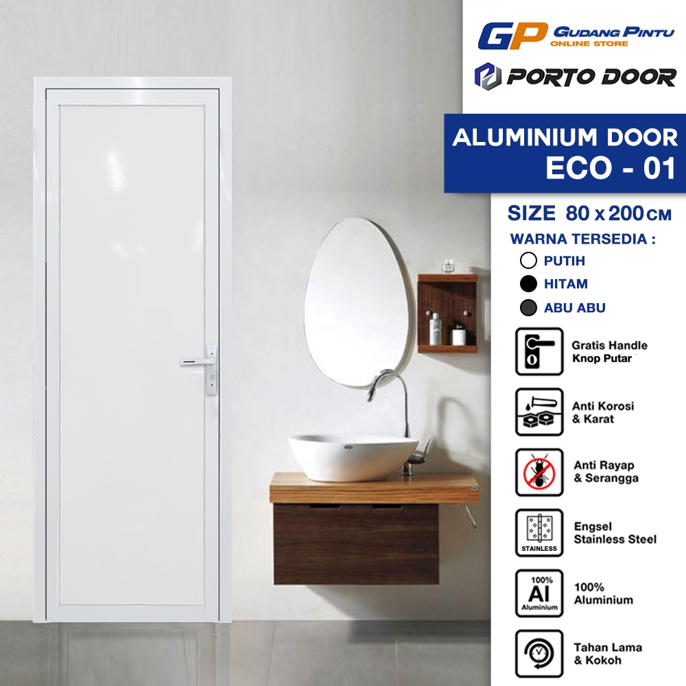 Jual PORTO DOOR PINTU ALUMINIUM / ALUMUNIUM ECO-01 80X200CM ACP / PINTU ...