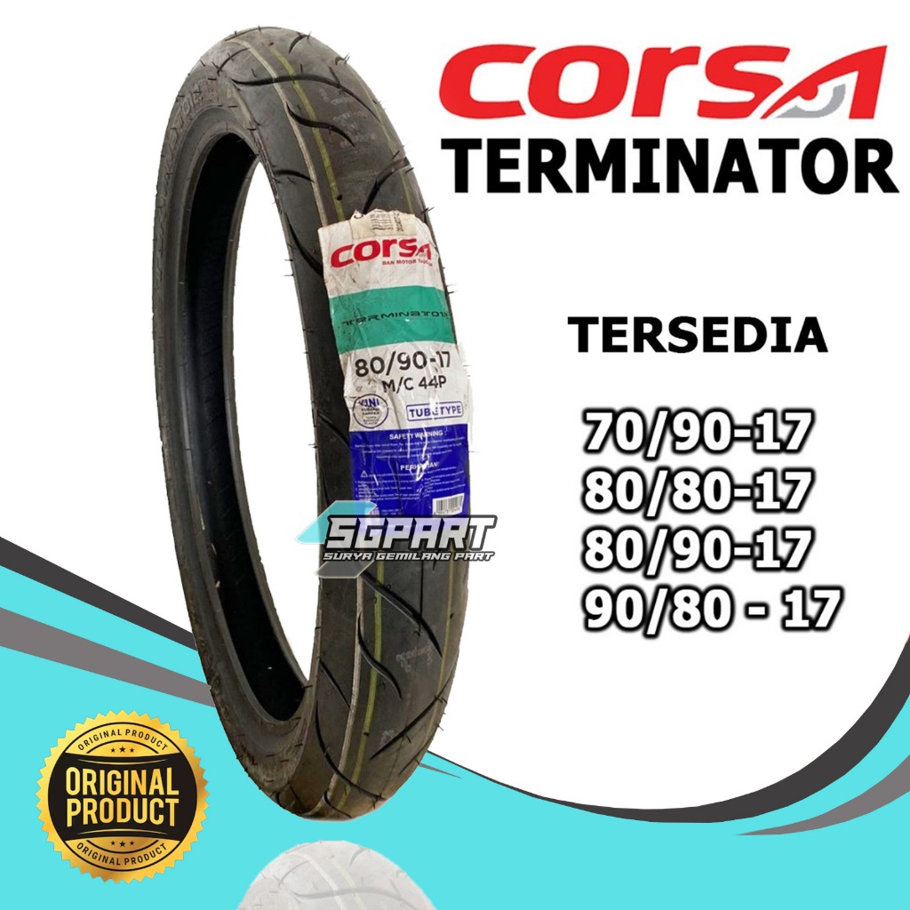 Jual BAN LUAR MOTOR 70/90-17 80/80-17 90/80-17 CORSA TERMINATOR TUBLESS ...