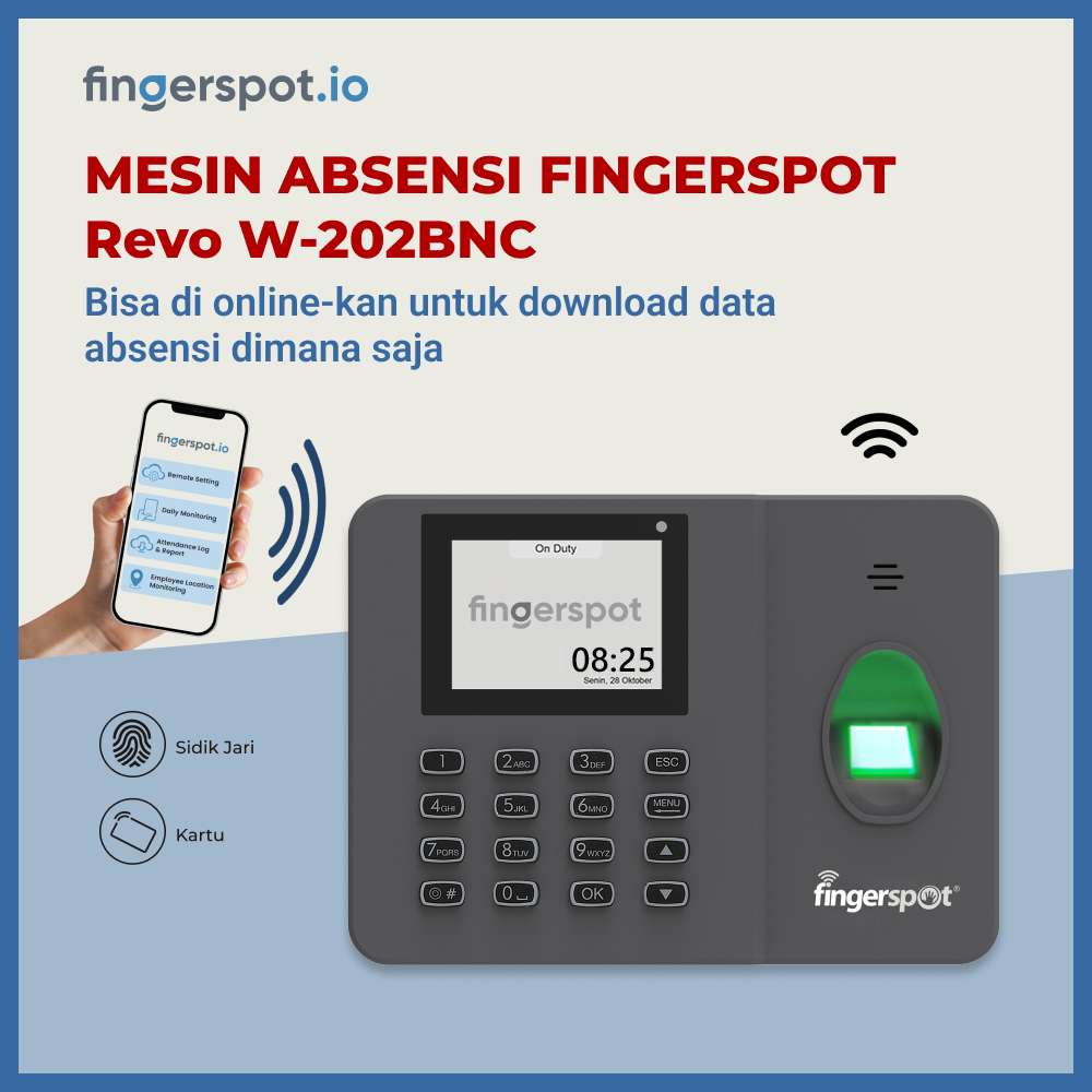 Jual Mesin Absensi Sidik Jari Fingerprint Kartu Fingerspot Revo W ...