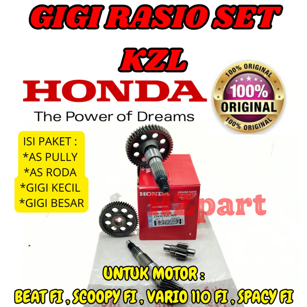 Jual GIGI RASIO SET KODE-KZL HONDA ASLI Beat Fi/Scoopy Fi/Vario 110 Fi ...