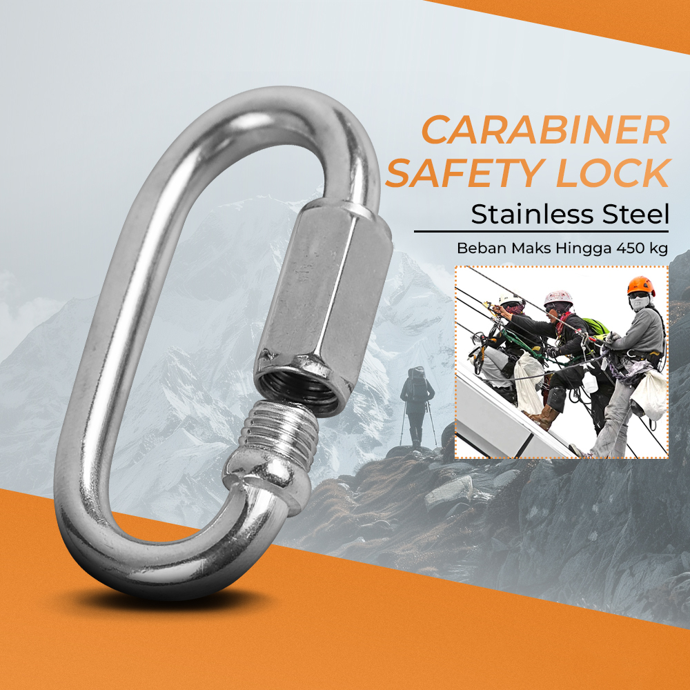 Jual Carabiner Safety Lock 450kg Karabiner Tebal Strong Stainless Steel ...