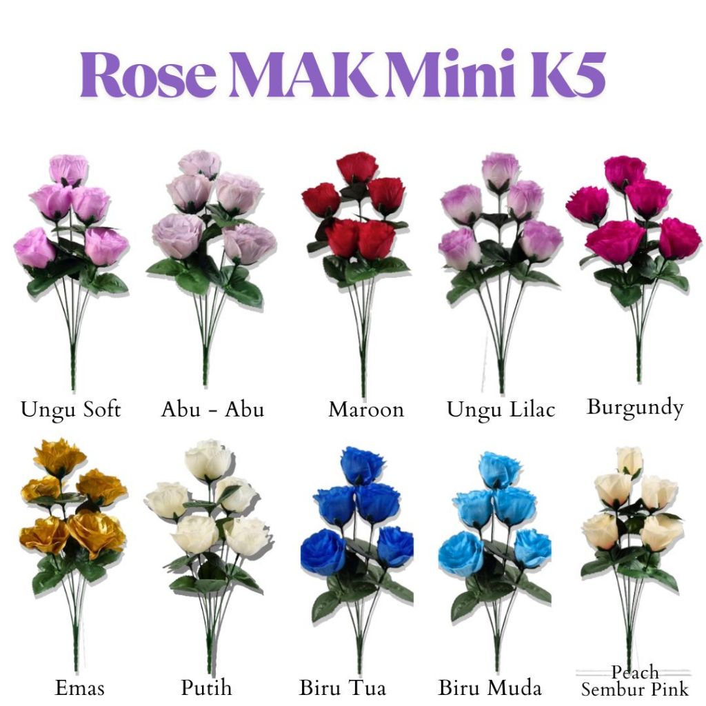 Jual SMS Bunga Mawar Rose MAK Mini Artificial Bahan Buket Rose Cabang 5 ...