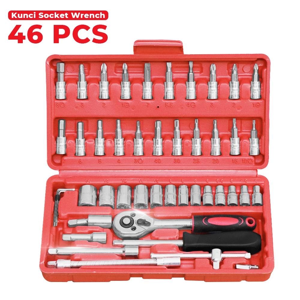Jual Set 46 Pcs Kunci Socket Wrench Bahan Baja Tahan Karat Set Kunci ...