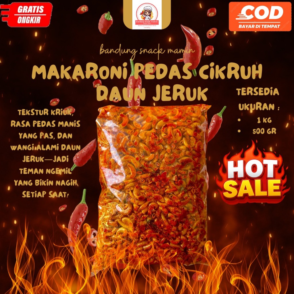 Jual MAKARONI CIKRUH 500 GR PEDAS DAUN JERUK KHAS BANDUNG SNACK MAMIN ...