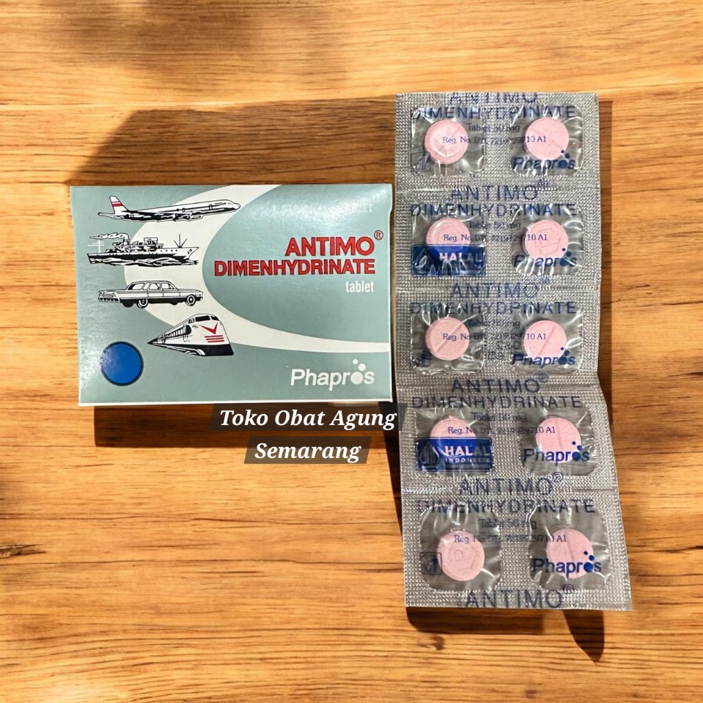 Jual Antimo (1 Strip Isi 10 Tablet) . Obat Pereda Mabuk Perjalanan Mual ...